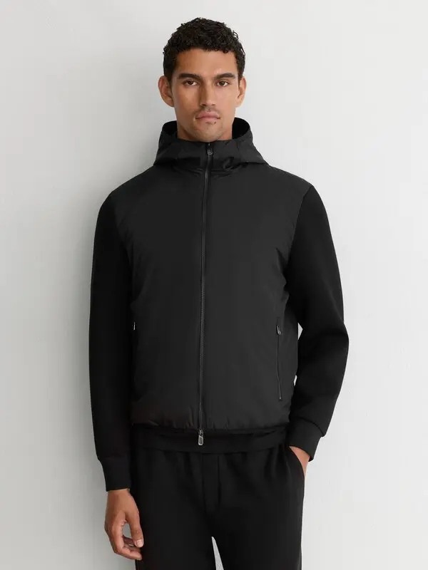 REISS Interlock Hybrid Zip-through Hooded Jacket