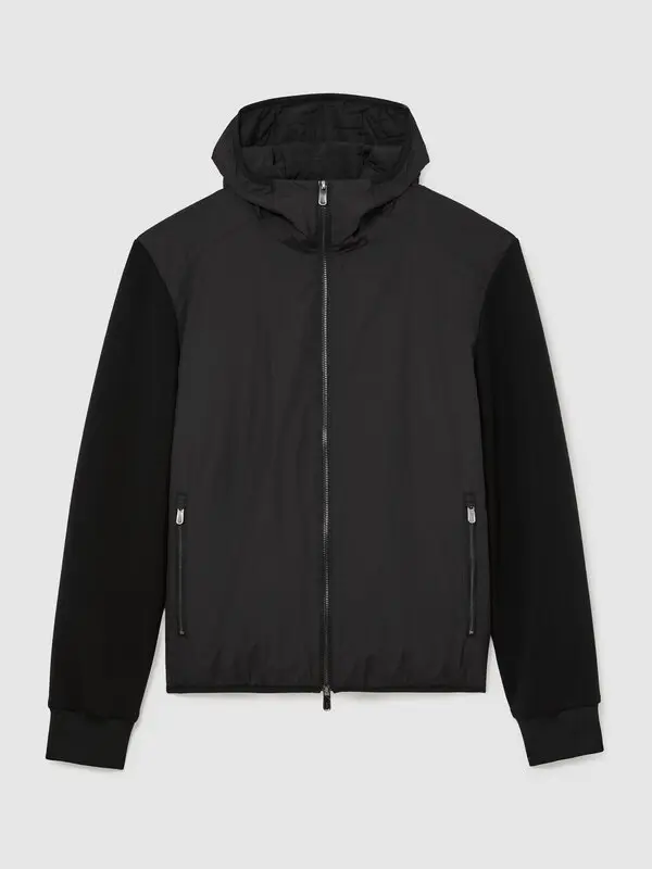 REISS Interlock Hybrid Zip-through Hooded Jacket