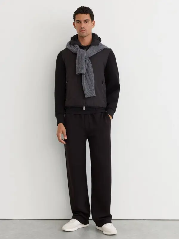 REISS Interlock Hybrid Zip-through Hooded Jacket