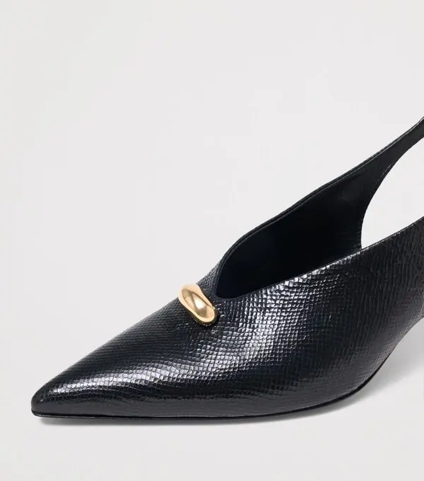Maje Snakeskin-embossed Leather Slingback Heels 50