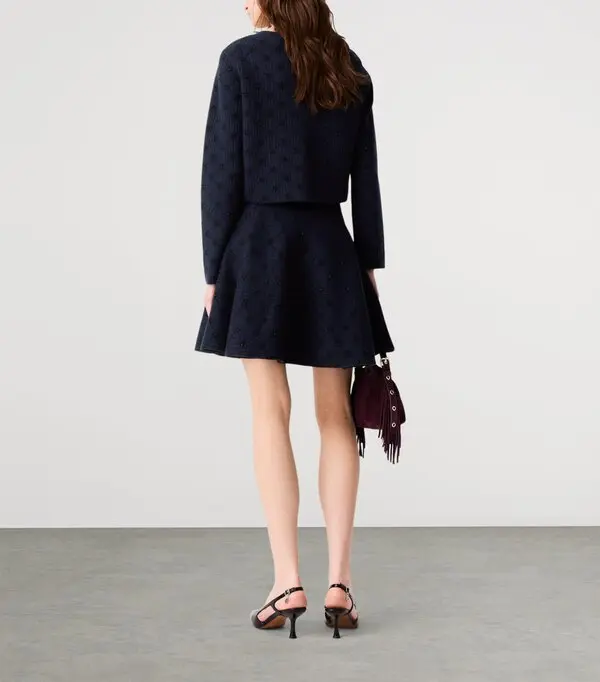Maje Embellished Jacquard Cropped Cardigan