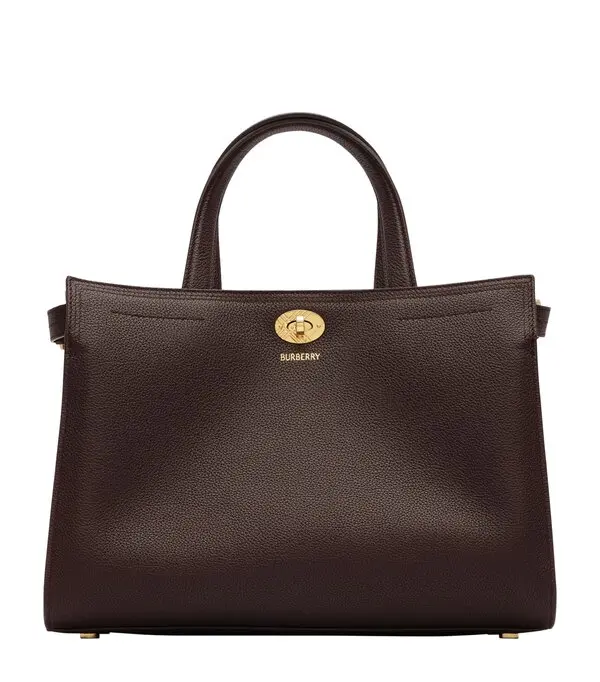 Burberry Small Leather Cotswolds Check Tote Bag