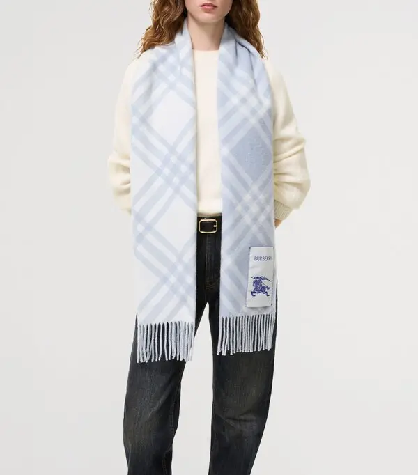 Burberry Cashmere Check Scarf - Blue