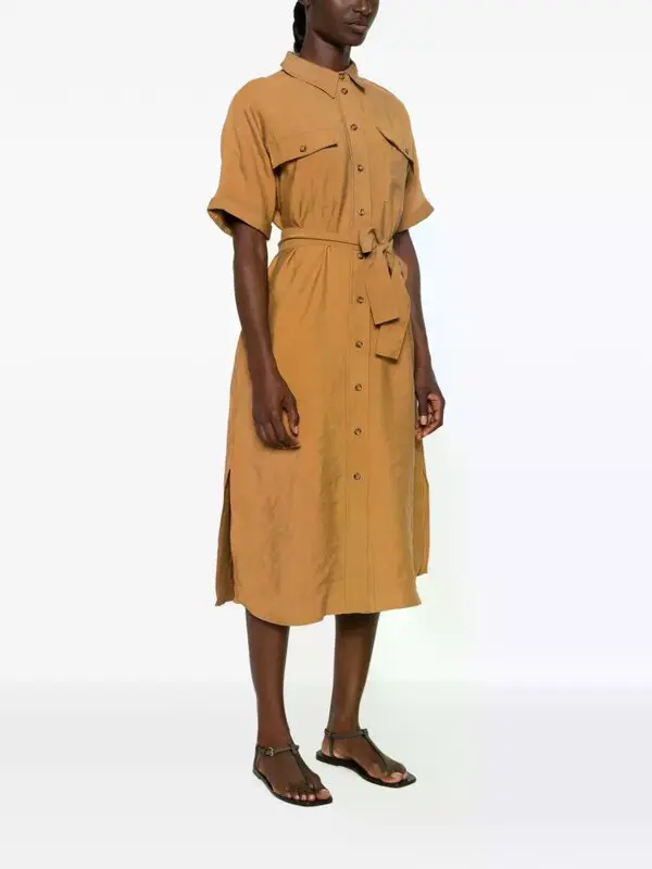 MAISON123 Belted Button-front Shirt Dress