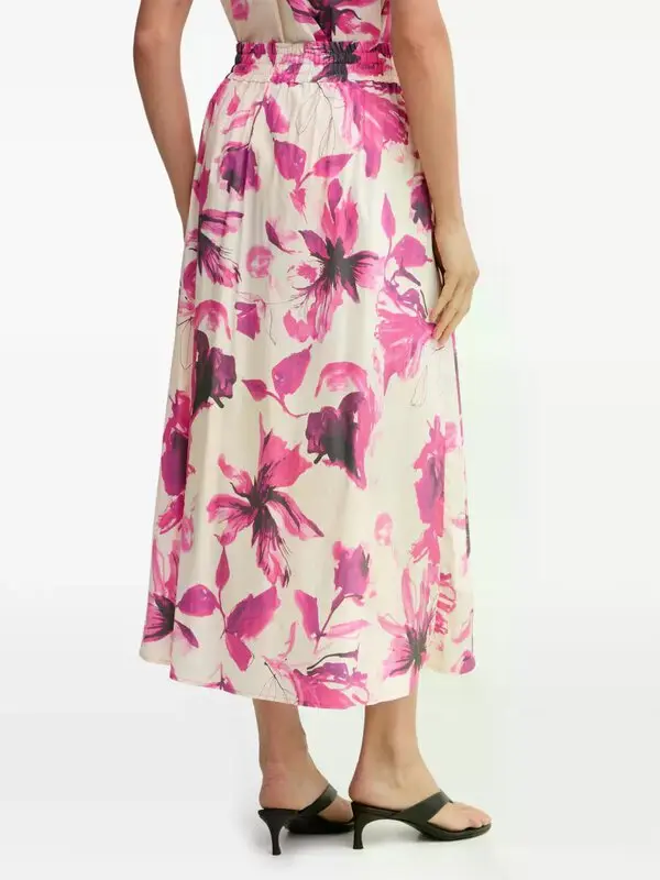 MARC AUREL Floral-print Smocked-waist Midi Skirt