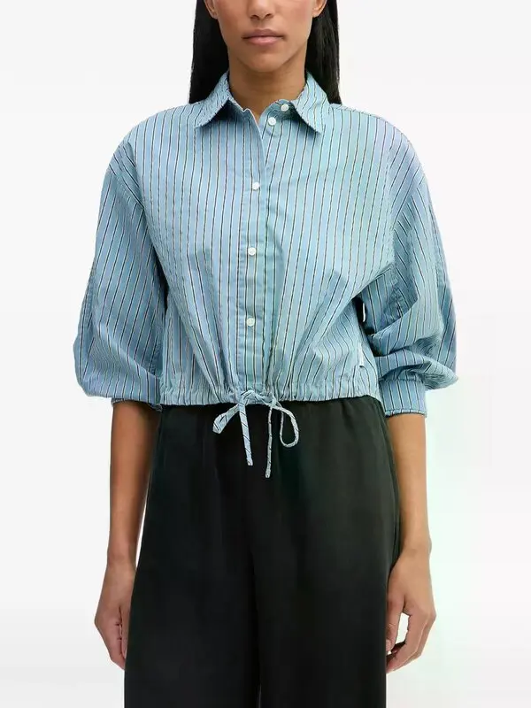 Marc O'polo Striped Drawstring-hem Shirt - Blue
