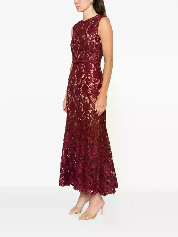 SELF-PORTRAIT Lace Belted Maxi Dress
