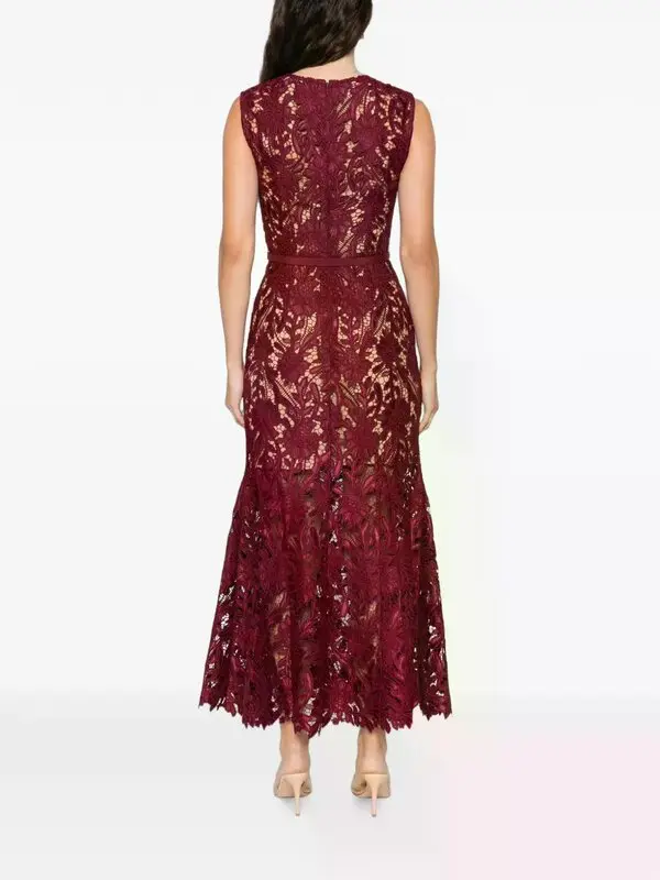SELF-PORTRAIT Lace Belted Maxi Dress