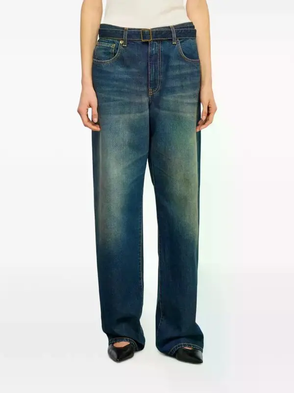 SEMICOUTURE Cynthia Belted Faded-effect Jeans