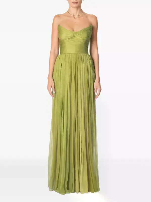 M.MARQUISE Avra Ruched Silk Maxi Dress