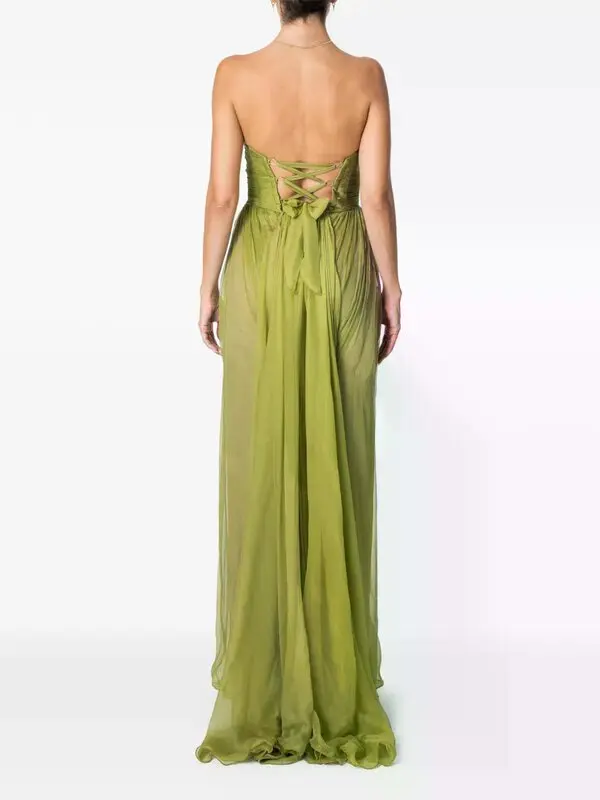 M.MARQUISE Avra Ruched Silk Maxi Dress