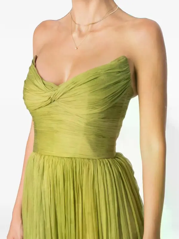 M.MARQUISE Avra Ruched Silk Maxi Dress