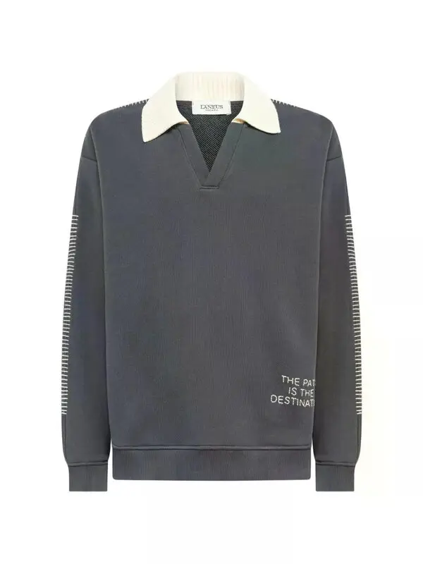 LANEUS Boxy-fit Embroidered-detail Sweatshirt