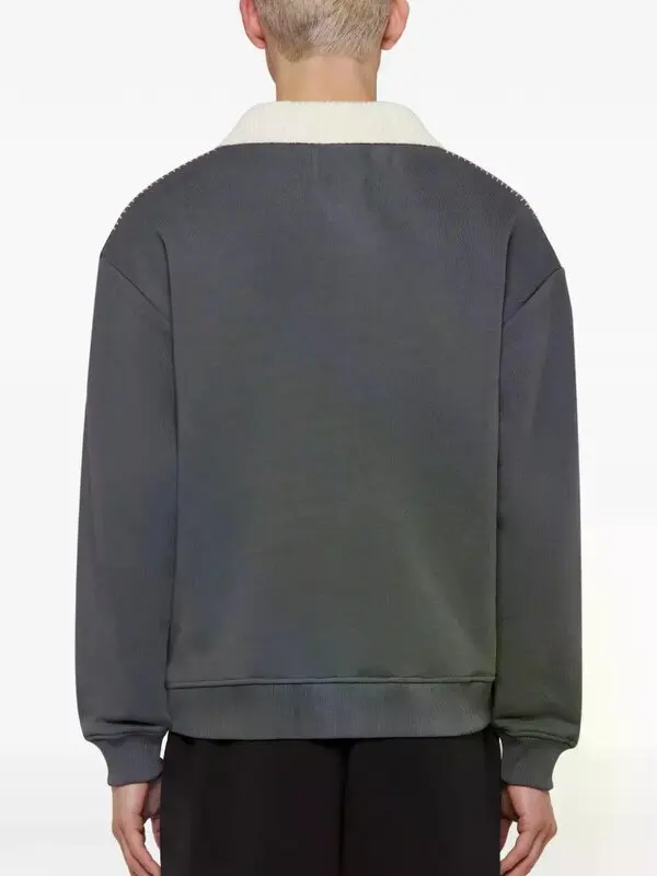 LANEUS Boxy-fit Embroidered-detail Sweatshirt