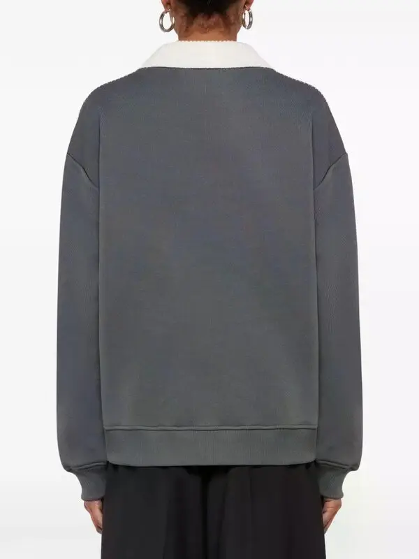 LANEUS Boxy-fit Embroidered-detail Sweatshirt