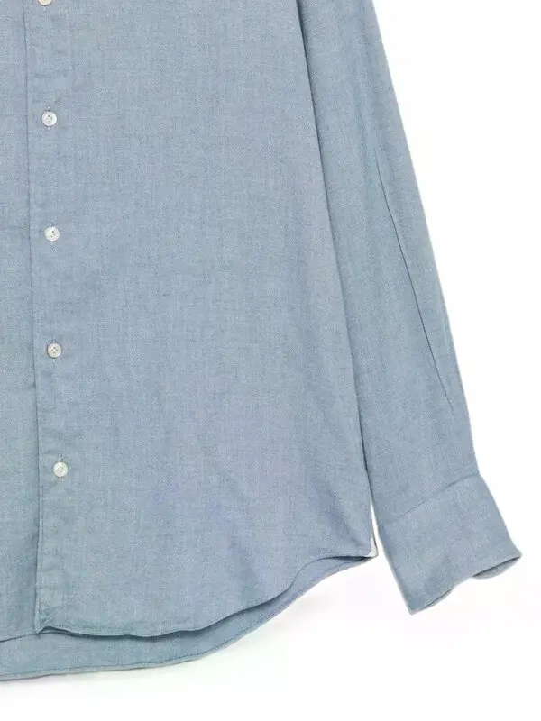 FINAMORE 1925 Herringbone-weave Long-sleeve Shirt