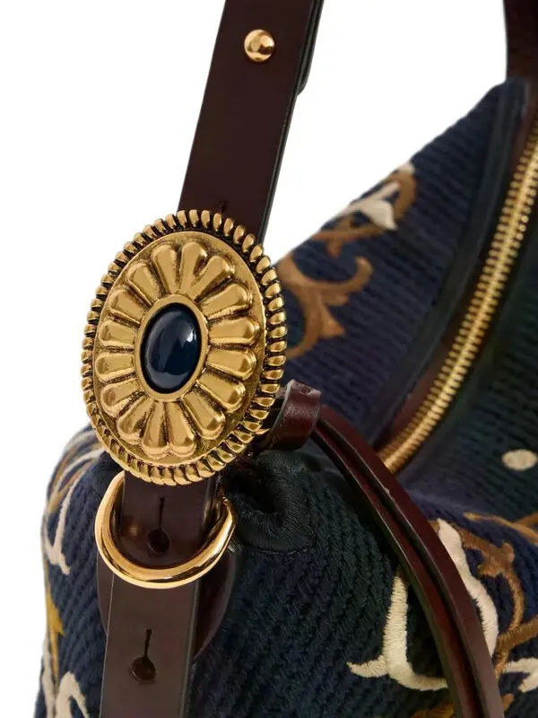Etro Small Embroidered Canvas Rosette Bag