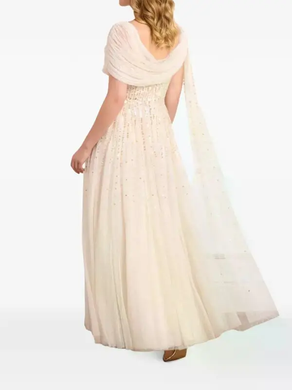 NEEDLE & THREAD Moonlight Sequin Draped Gown - Neutrals
