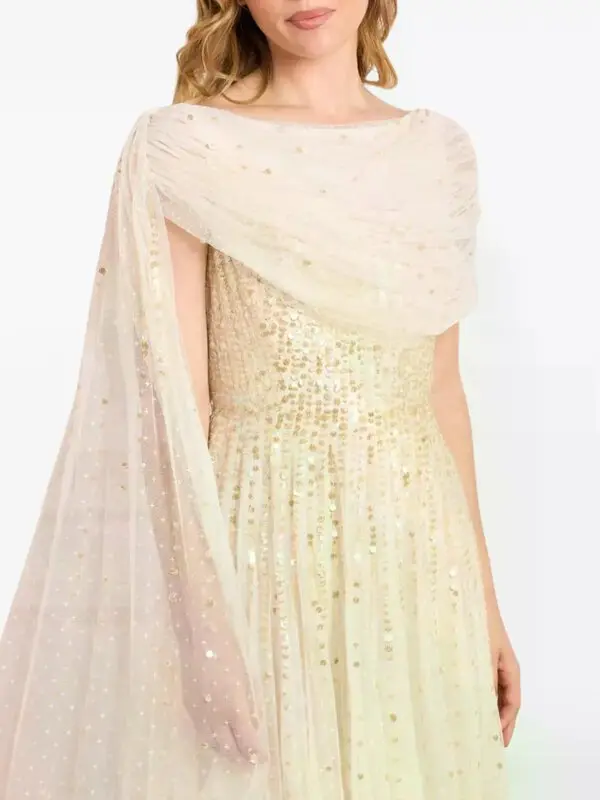 NEEDLE & THREAD Moonlight Sequin Draped Gown - Neutrals