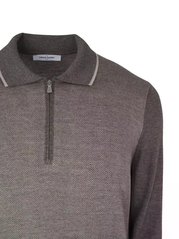 GRAN SASSO Herringbone-knit Half-zip Sweater