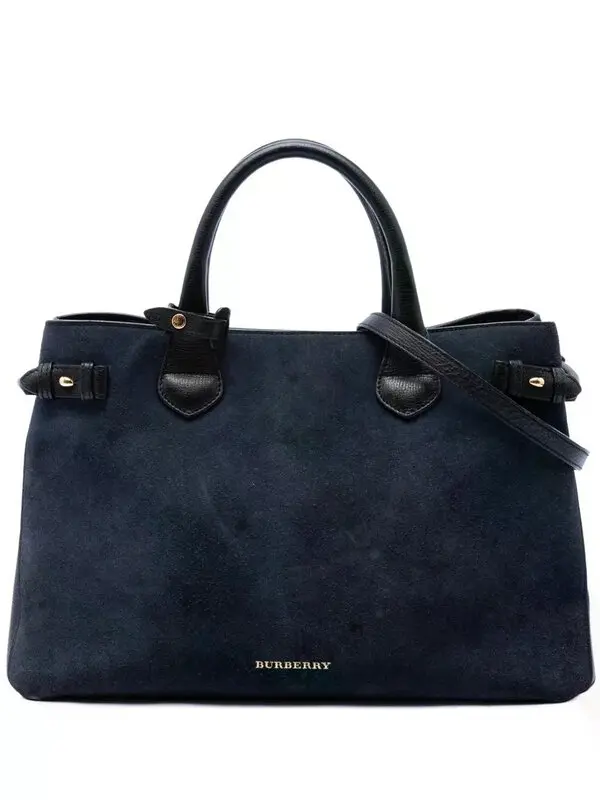 Burberry 2018-2023 Medium Suede And Calfskin Banner Satchel