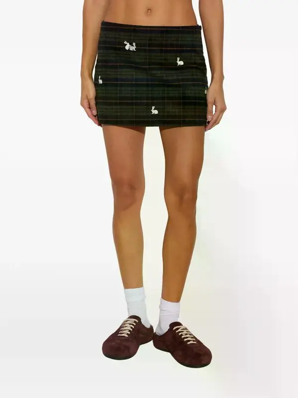 CARNE BOLLENTE Check-pattern Embroidered Mini Skirt
