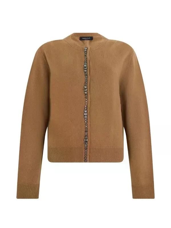 Fabiana Filippi Platinum Embellished Zip-up Cardigan