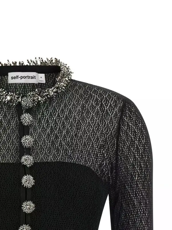 SELF-PORTRAIT Crystal-embellished Pointelle Bodysuit