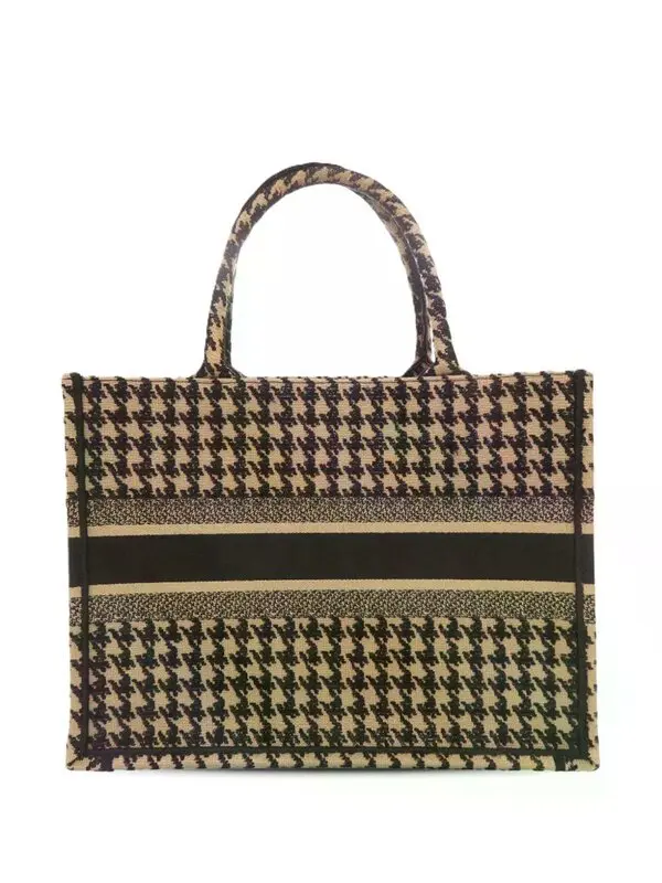 Dior 2020 Medium Embroidered Canvas Houndstooth Book Tote Bag