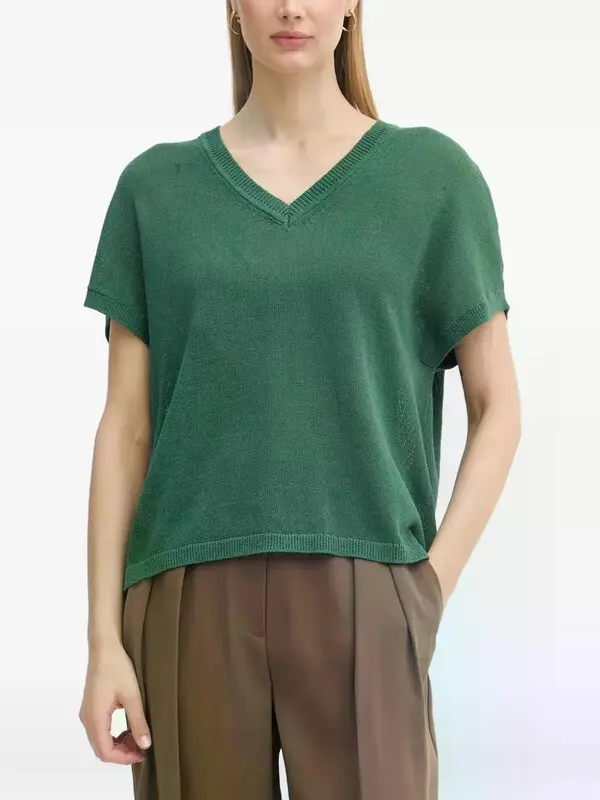 MARC AUREL V-neck Knitted T-shirt - Green