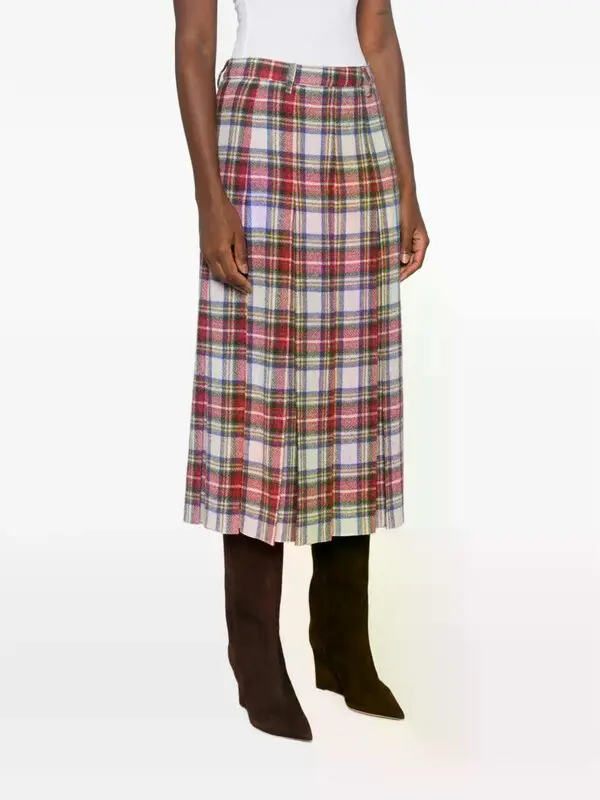 MAISON MARGIELA Tartan-check Pleated Midi Skirt