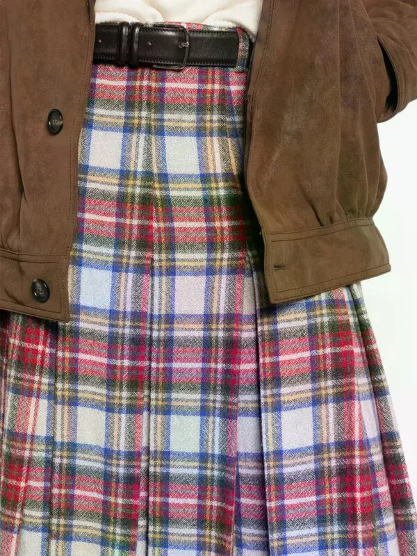 MAISON MARGIELA Tartan-check Pleated Midi Skirt