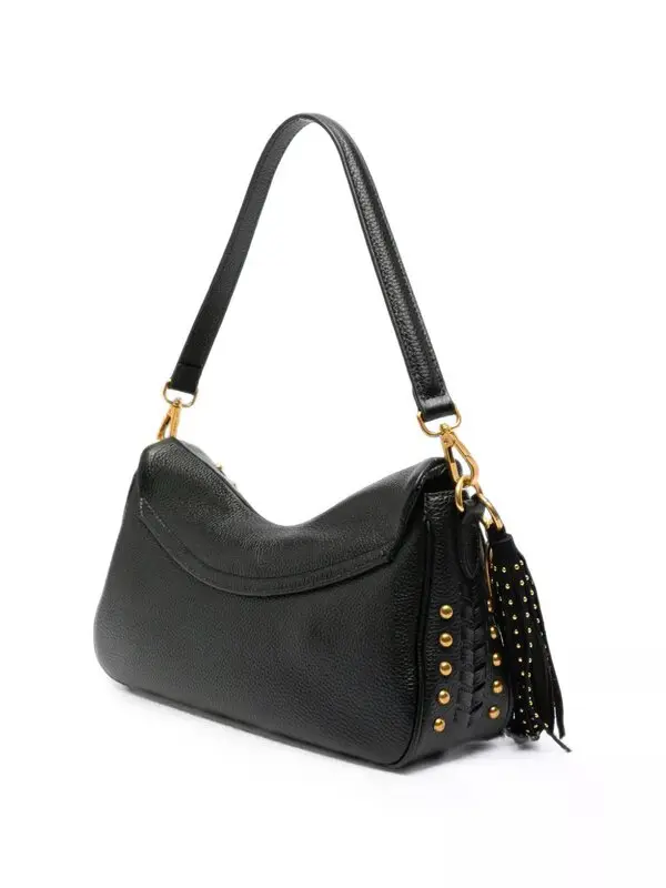 LA CARRIE Stud-embellished Pebbled Shoulder Bag
