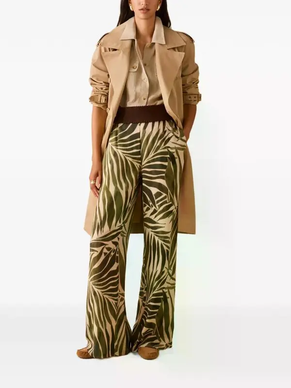 PENNYBLACK Leaf-print Wide-leg Trousers