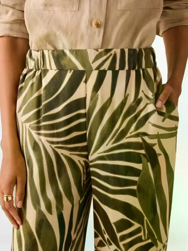 PENNYBLACK Leaf-print Wide-leg Trousers