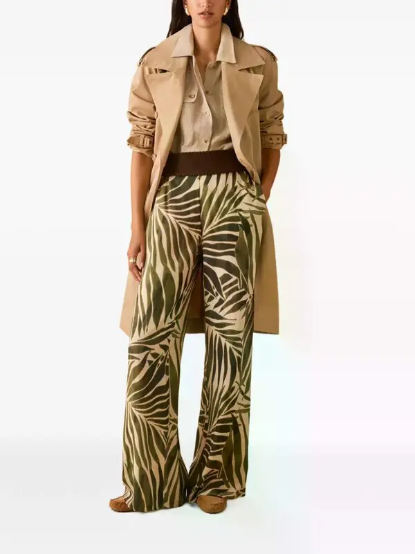 PENNYBLACK Leaf-print Wide-leg Trousers