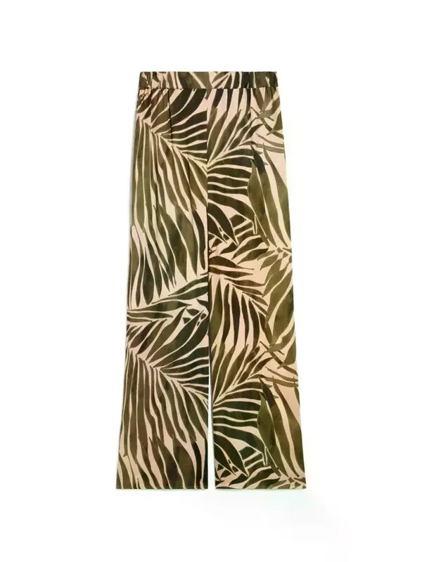 PENNYBLACK Leaf-print Wide-leg Trousers - Neutrals