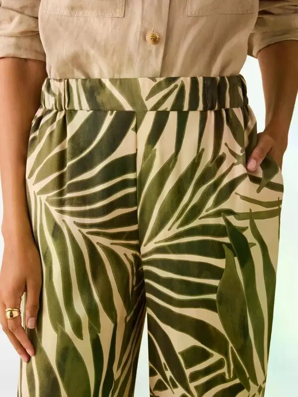 PENNYBLACK Leaf-print Wide-leg Trousers - Neutrals