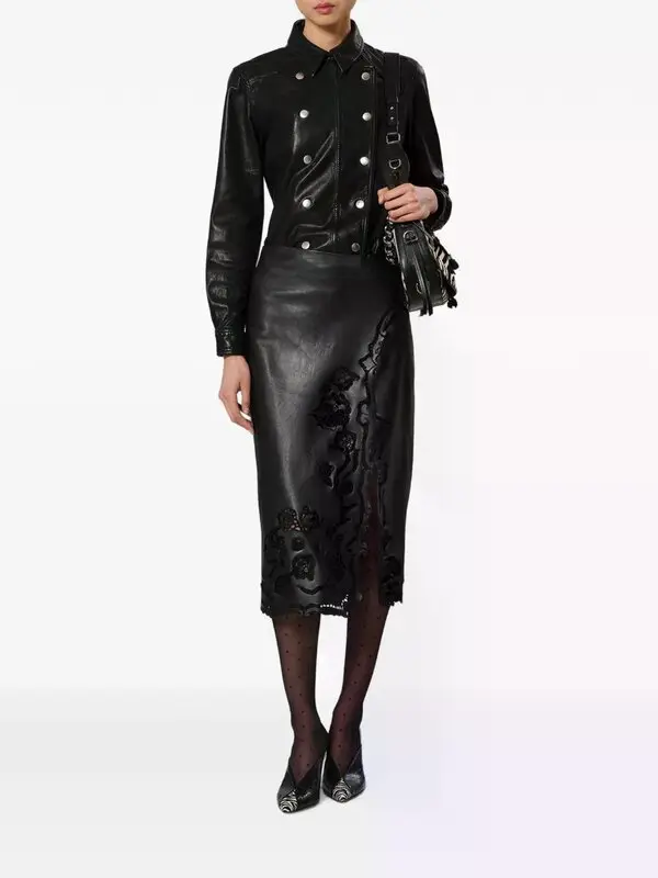 Isabel Marant Étoile Fulsa Cut-out Leather Midi Skirt