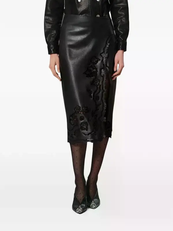 Isabel Marant Étoile Fulsa Cut-out Leather Midi Skirt