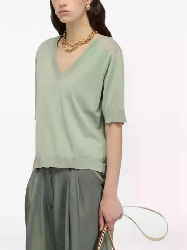SEMICOUTURE V-neck Short-sleeved Sweater