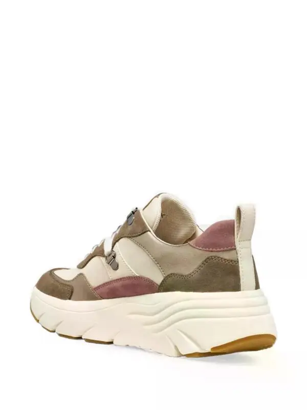 Geox Diamond Panelled Metallic-effect Sneakers