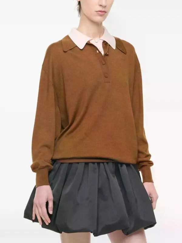 Plan C Layered-collar Sweater - Brown