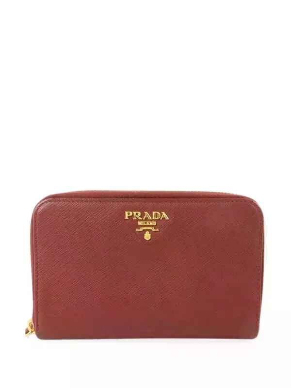 Prada Saffiano Leather Zip-around Wallet - Red