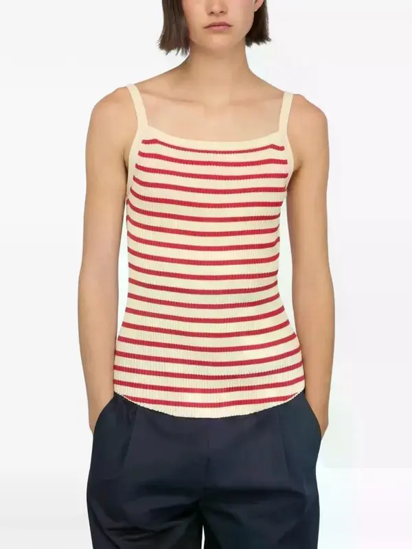 SEMICOUTURE Striped Ribbed-knit Tank Top