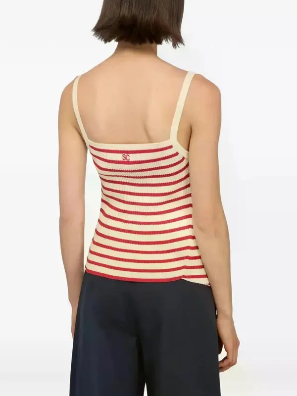 SEMICOUTURE Striped Ribbed-knit Tank Top