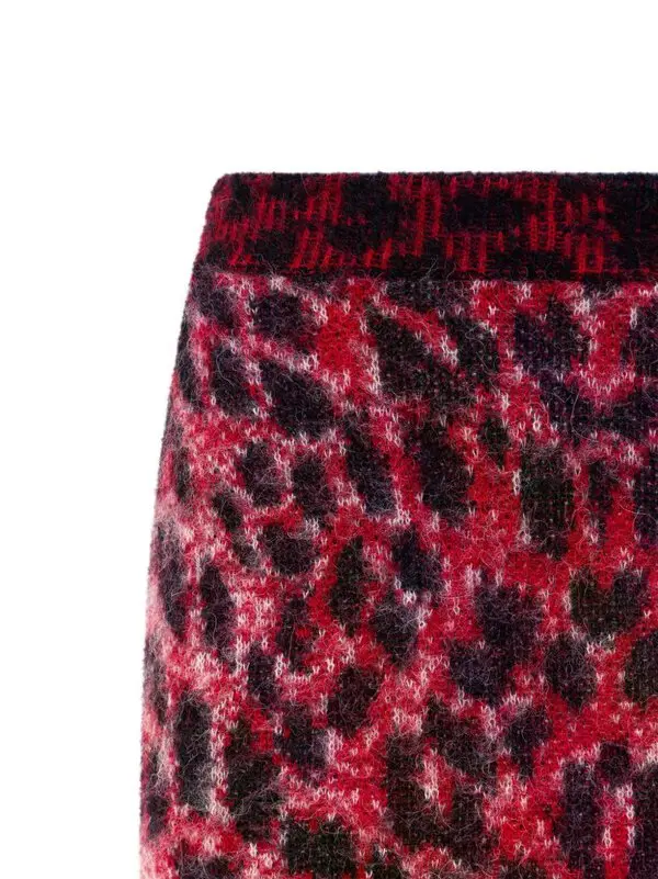 LANEUS Leopard-print Brushed-knit Mini Skirt