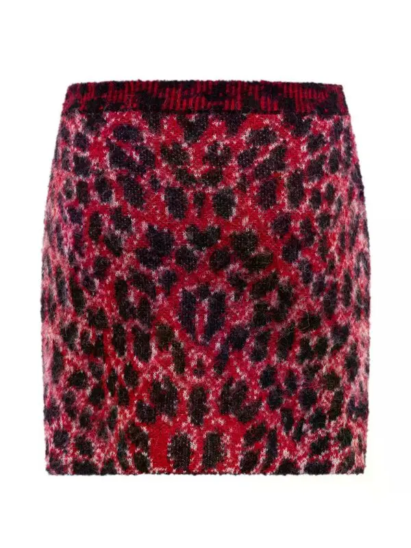 LANEUS Leopard-print Brushed-knit Mini Skirt