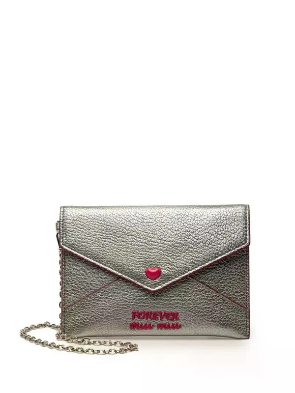 Miu Miu 2000-2010 Metallic Goatskin Madras Forever Heart Envelope Chain Wallet Small Wallets