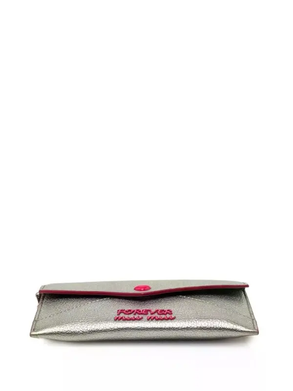 Miu Miu 2000-2010 Metallic Goatskin Madras Forever Heart Envelope Chain Wallet Small Wallets